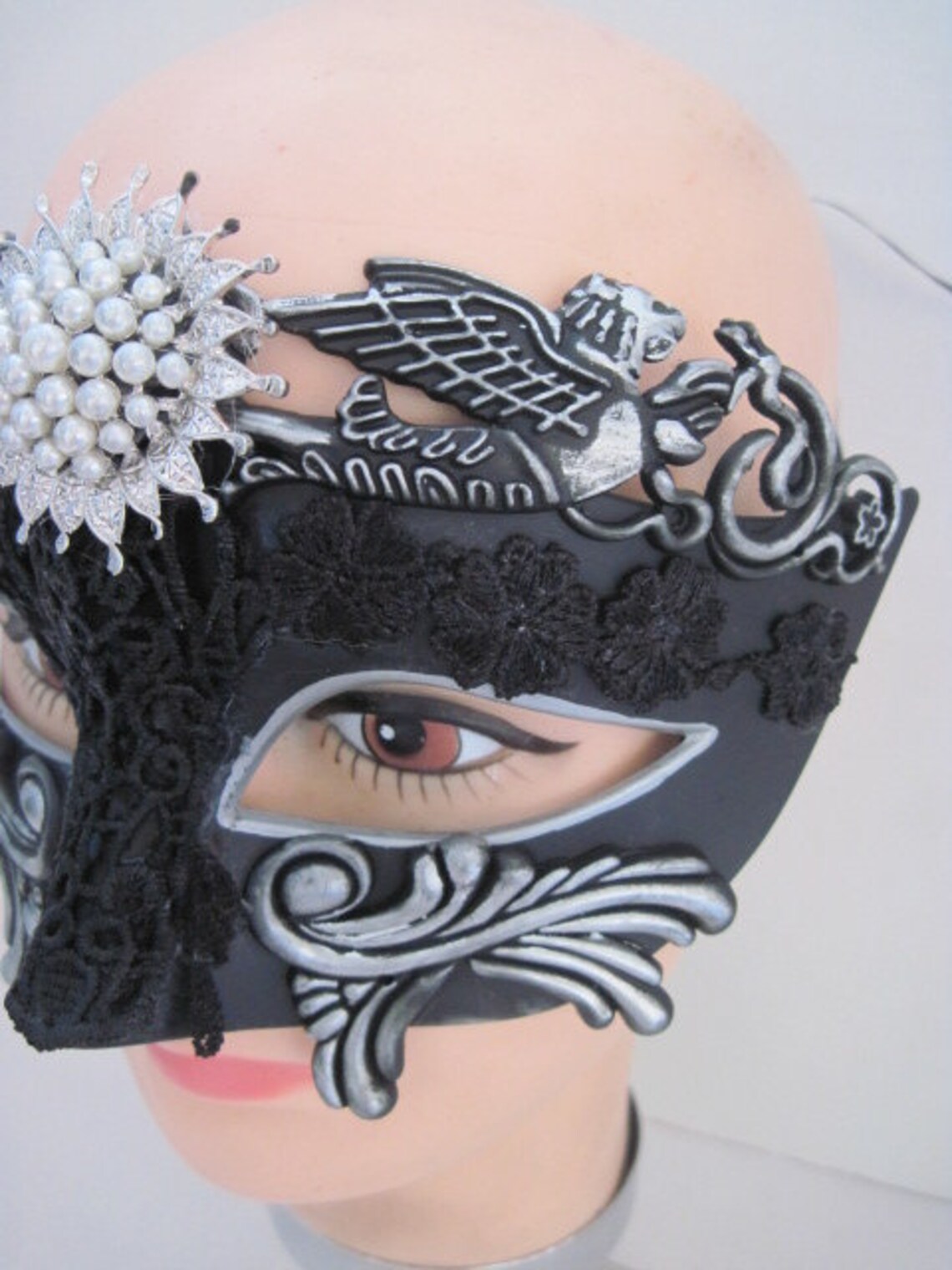 Feminized Black N Silver Gladiator Mask | Etsy