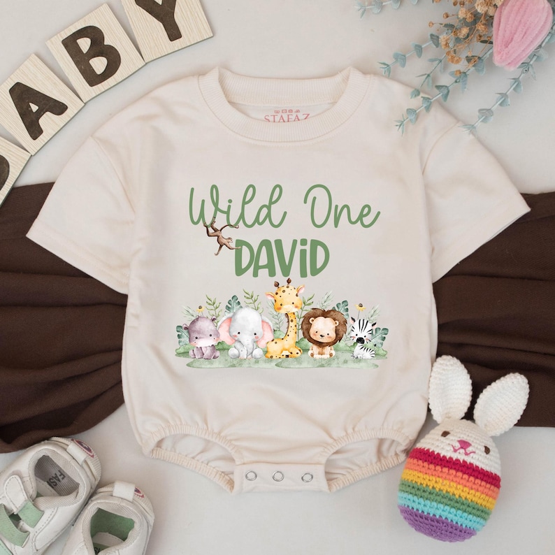 Personalized Wild One Birthday Banner and Romper, Safari First Birthday ...