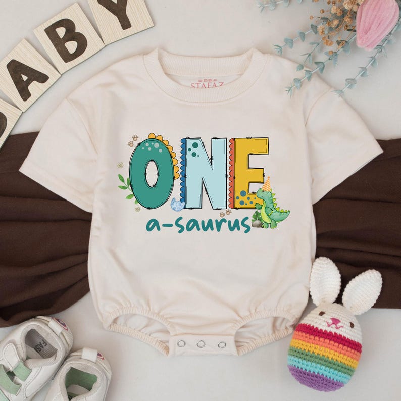 One-asaurus First Birthday Boy Birthday Outfit and Silk Banner ...