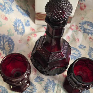 Vintage Avon Ruby Red Cape Cod Decanter and Wine Glasses. - Etsy