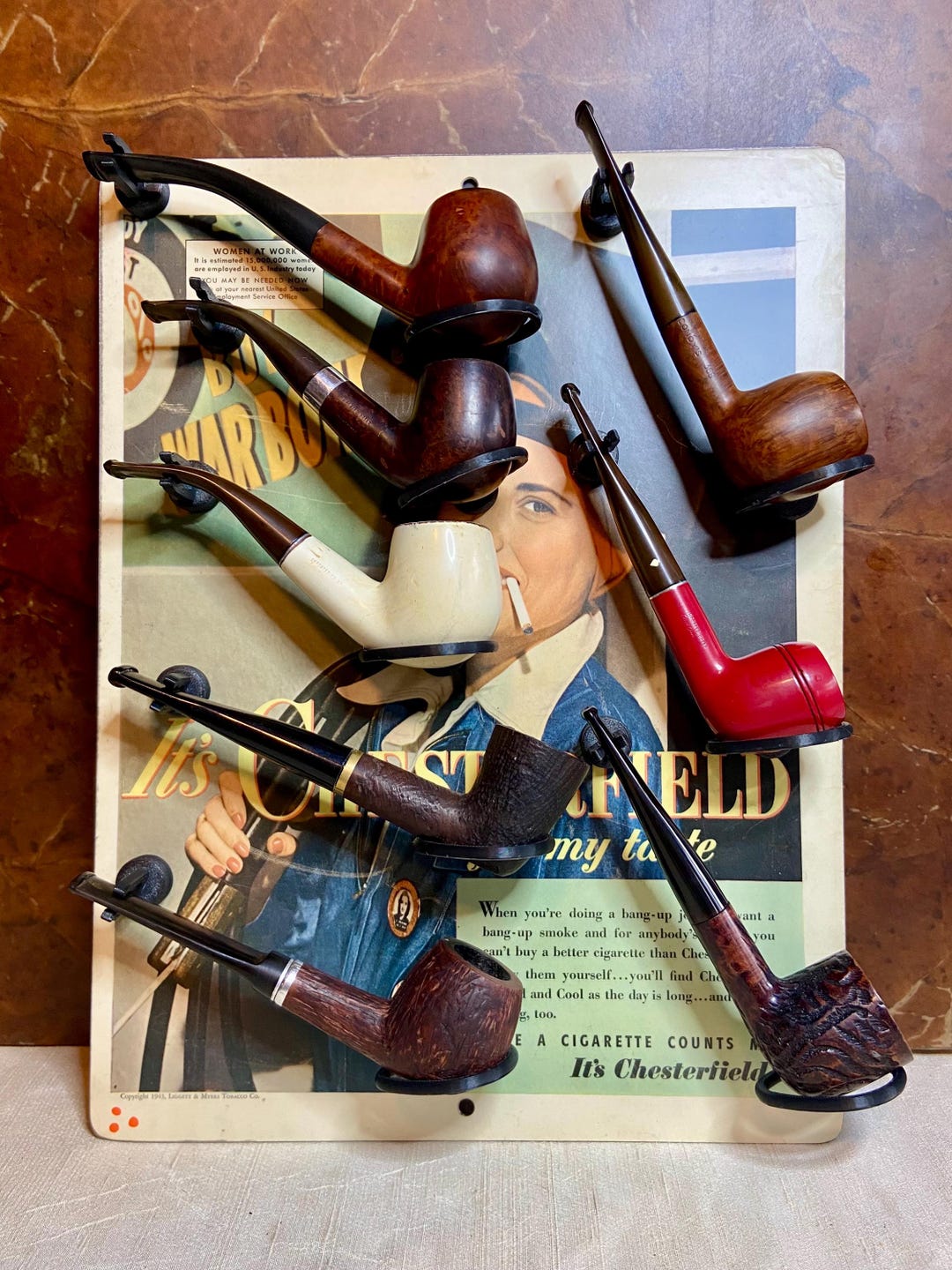 Vintage 1940s Life Magazine Pipe Display – Steel Wall Panel With ...