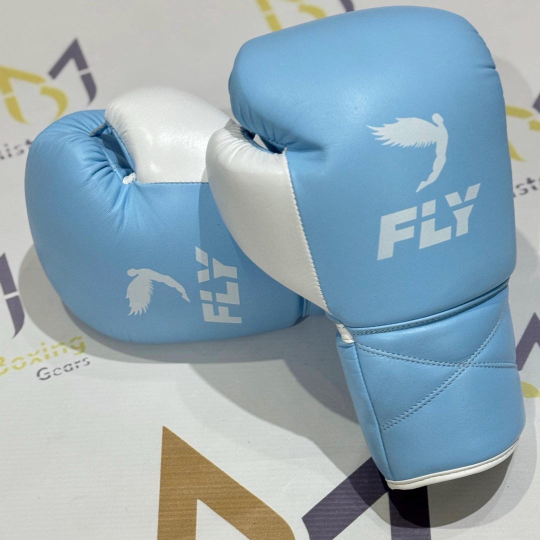 Fly Boxing Gloves –light Blue Cowhide Leather Training and Sparring ...