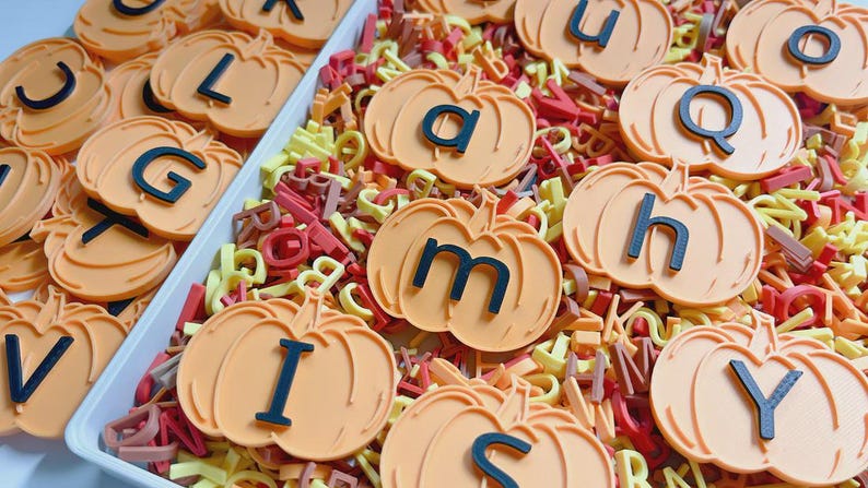 3D Printed Shape Sensory Bin Filler - Autumn Colors - Shape Recognition ...
