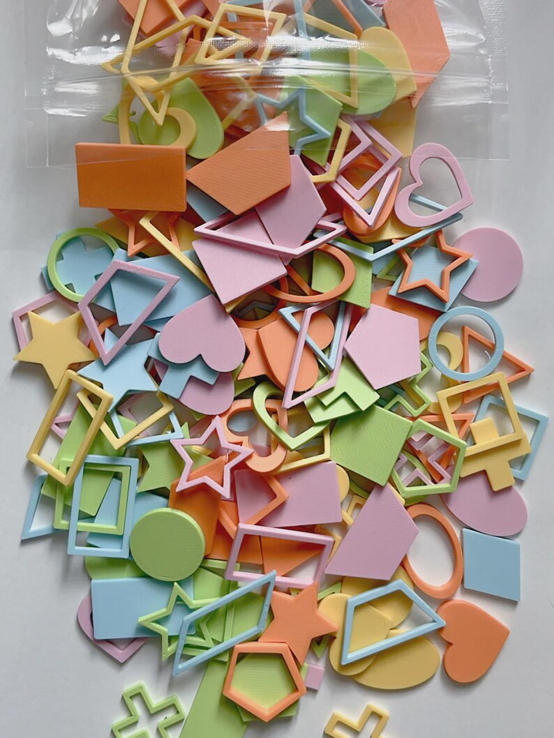 3D Printed Shape Sensory Bin Filler - Spring Colors - Shape Recognition ...
