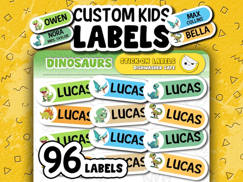 Waterproof Daycare Name Labels, Dishwasher Safe School Labels, Custom ...