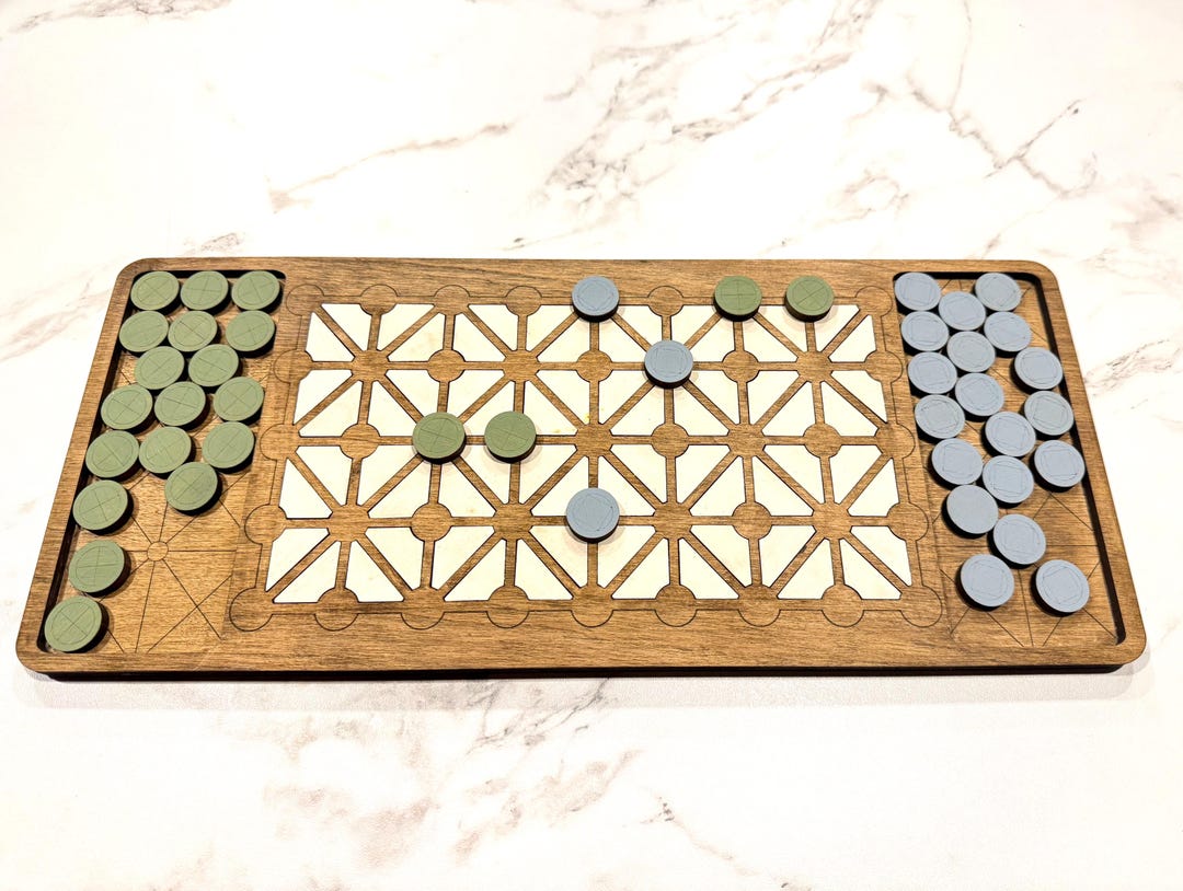 Fanorona Board Game | Hand-painted Wooden Family Game - Etsy
