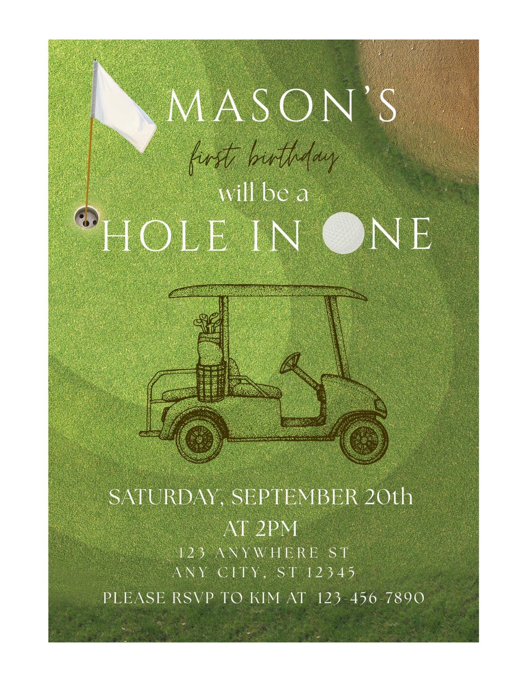 Hole in One - First Birthday Invitation- Golf Themed - Etsy