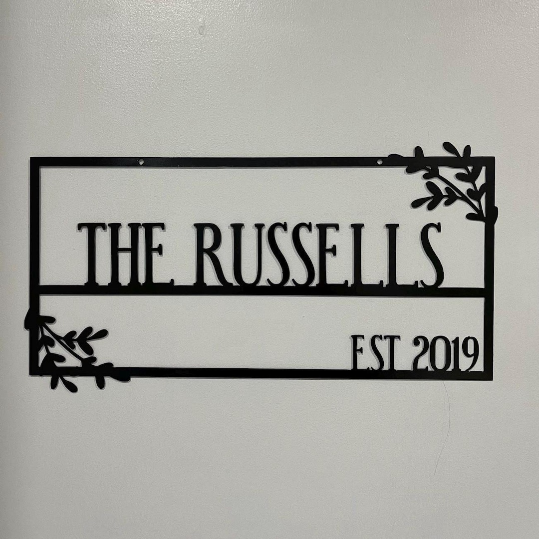 Metal Floral Last Name Wall Hanger | Personalized | Last Name and Date ...