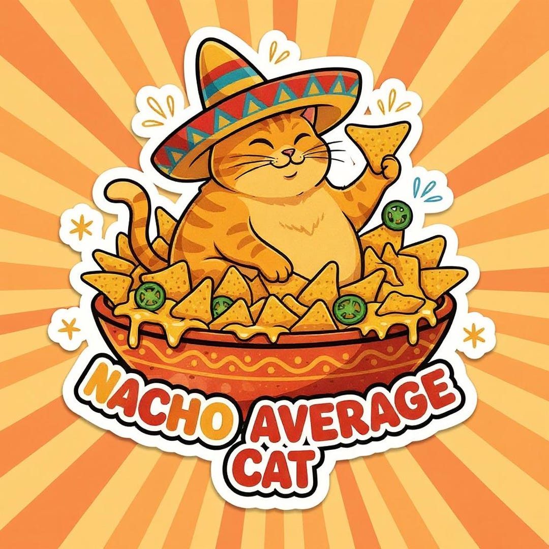 Nacho Cat Sticker: Funny Cat Sombrero Vinyl Decal - Food Pun Gift - Etsy
