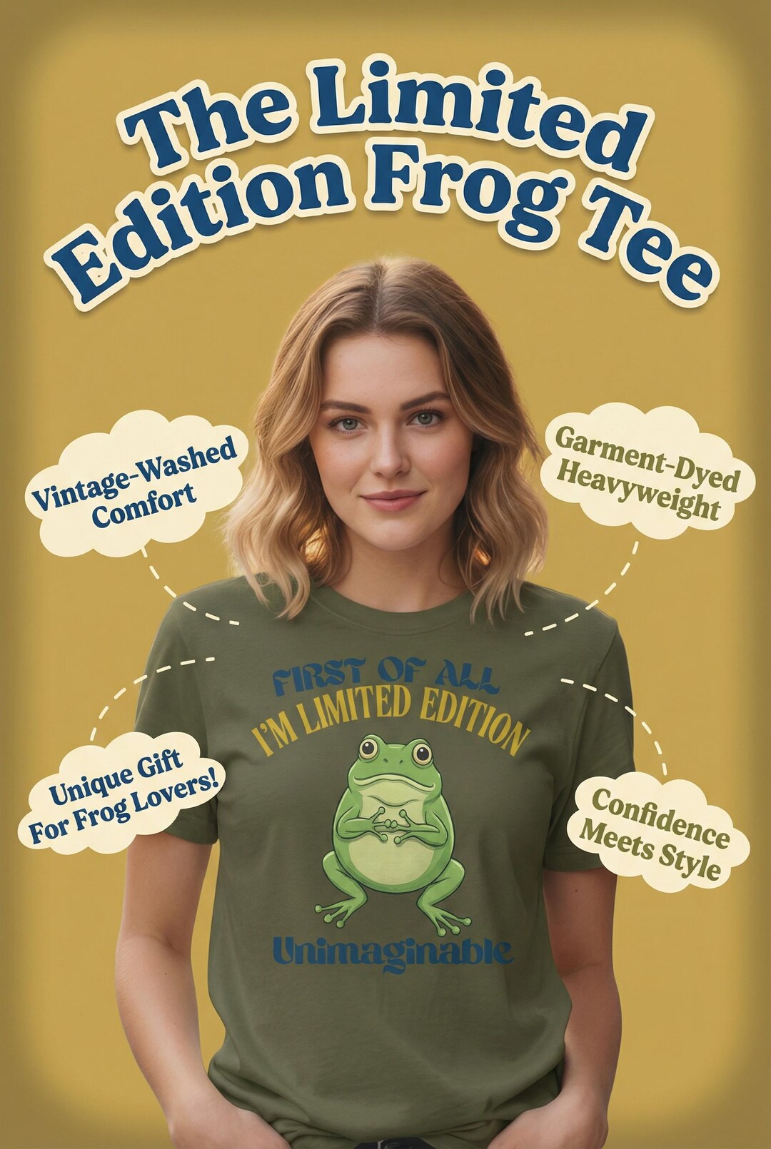 Limited Edition Frog Graphic T-shirt, Garment-dyed Heavyweight Tee - Etsy