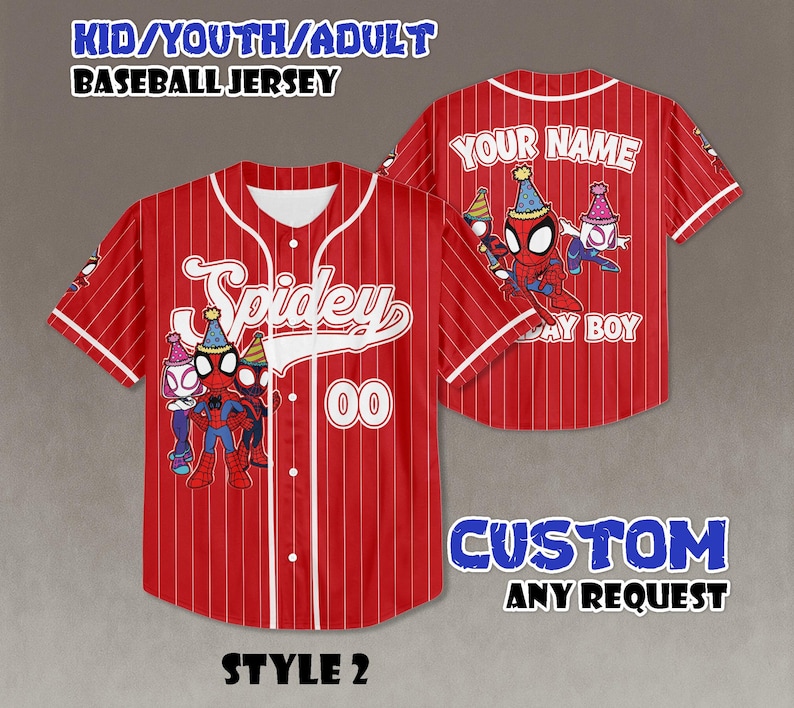 Personalized Spidey and Friends Birthday Baseball Jersey, Custom ...