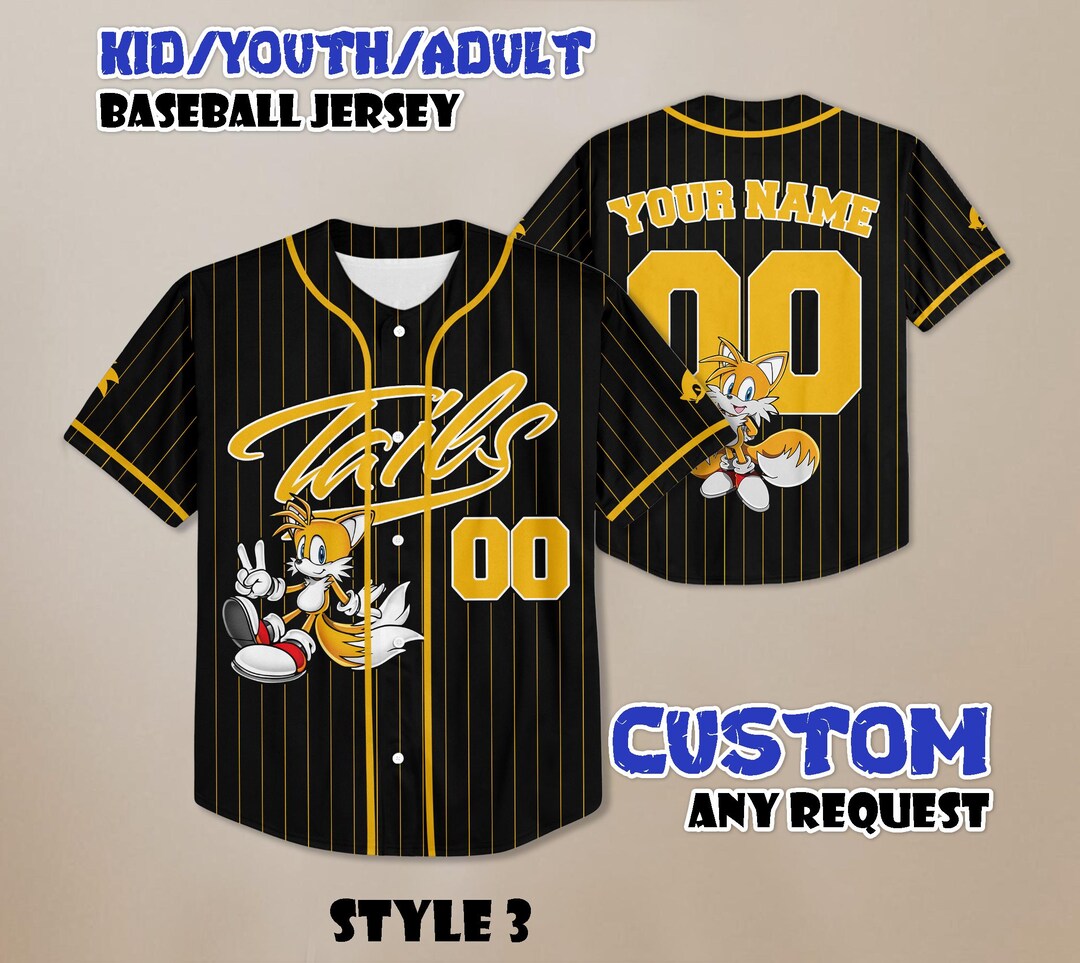 Personalized Tails Baseball Jersey, Sonic Movie Fan Gift - Etsy