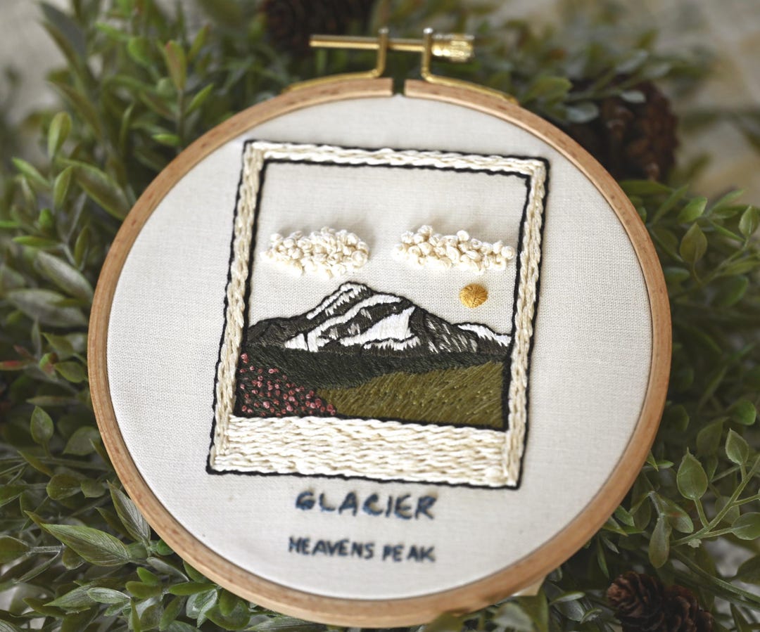 Heavens Peak in Glacier Polaroid - Hand Embroidery PDF Pattern - Etsy