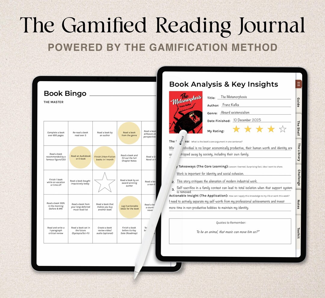 Gamified Reading Journal | Digital Book Tracker for Goodnotes | Active ...
