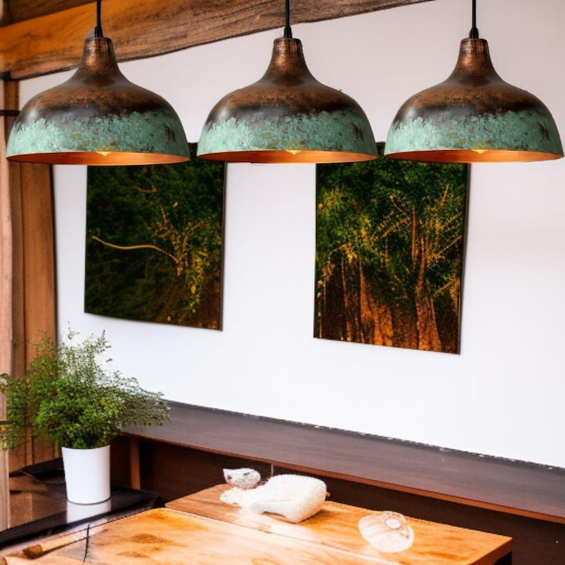 Handmade Red Copper Pendant Light – Oxidized Rustic Industrial Ceiling ...