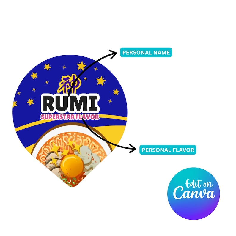 Kpop Demon Hunters Cup Noodle Labels, Huntrix Ramen Ramyeon Party Favor ...