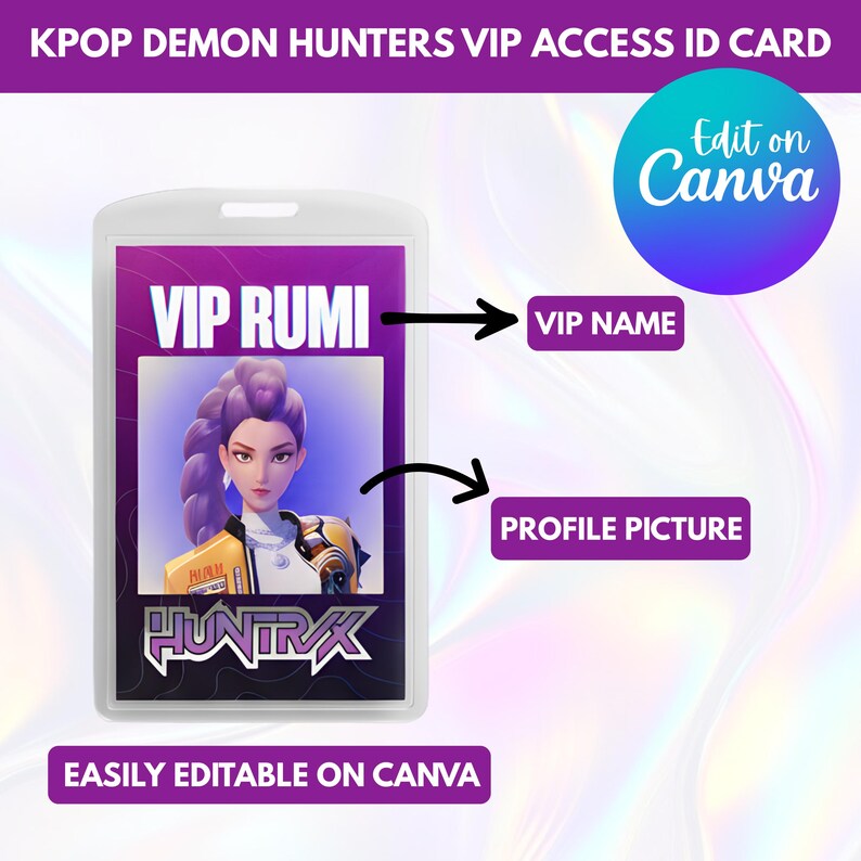Kpop Demon Hunters VIP Access Card, Kpop Birthday Party Favor, VIP Pass ...