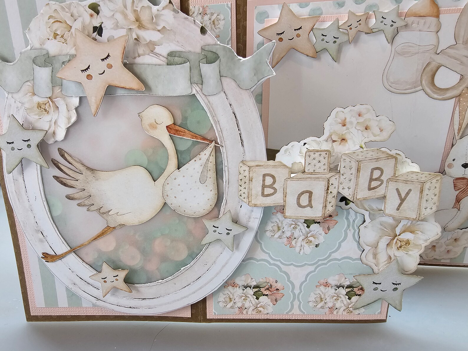 Baby Stork Baby Blocks Bunny Baby Bottle Handmade Z Fold Shaker Pop up ...