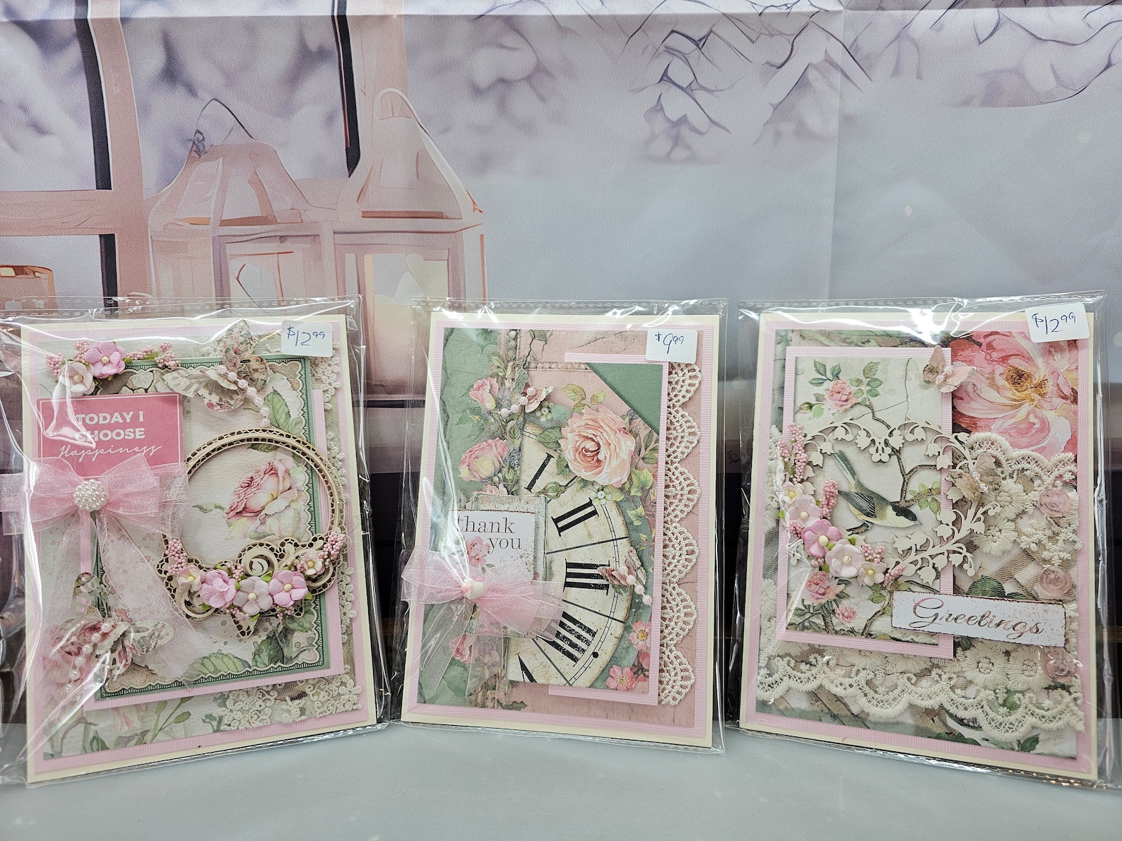 Stunning Shabby Chic Layered Handmade Cards LOT of 3 - Etsy