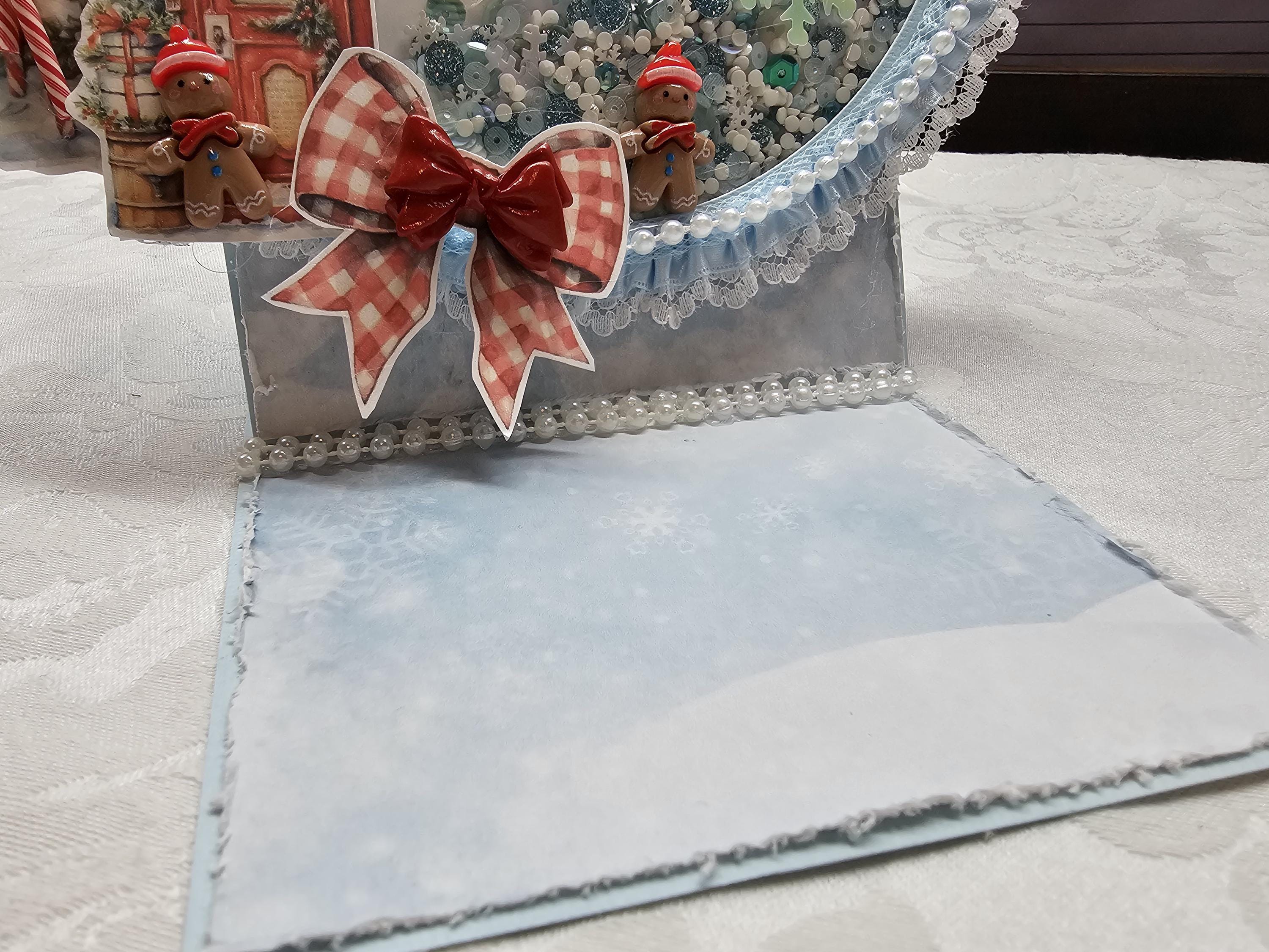 North Pole Winter Round Layered Easel Shaker Handmade Card - Etsy
