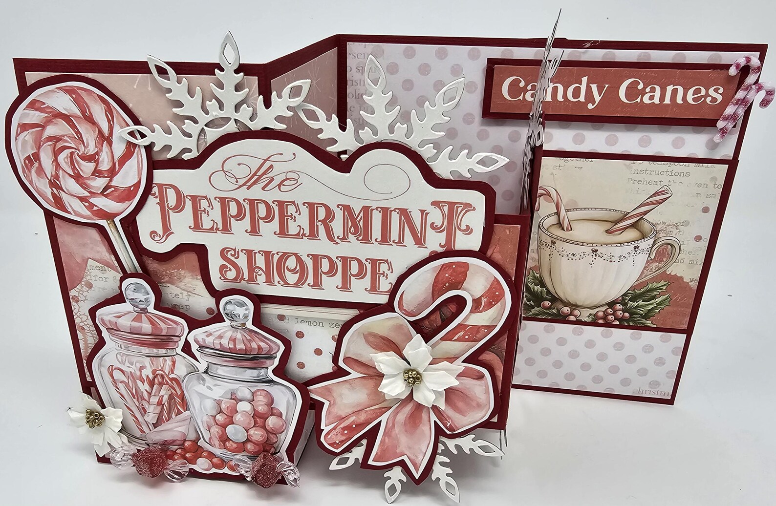 Peppermint Shoppe Christmas Z Fold Pop up Handmade Card #shabbyartboutique - Etsy