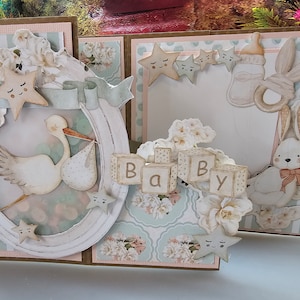 Baby Stork Baby Blocks Bunny Baby Bottle Handmade Z Fold Shaker Pop up ...