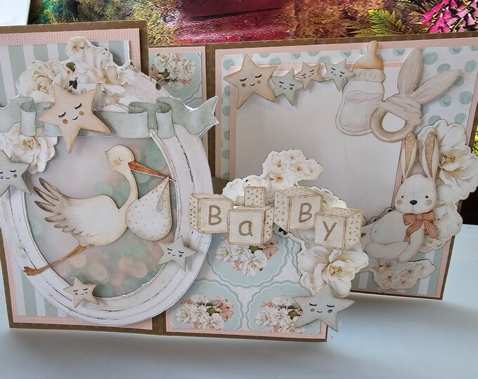 Baby Stork Baby Blocks Bunny Baby Bottle Handmade Z Fold Shaker Pop up ...