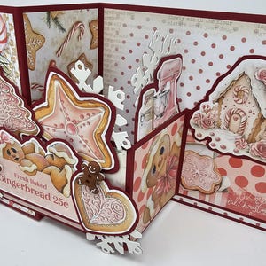 Gingerbread Christmas Z Fold Pop up Handmade Card #shabbyartboutique - Etsy