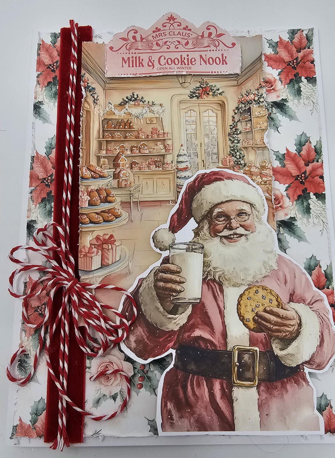 Santa Cookies & Milk Layered Christmas Handmade Single Fold Card - Etsy