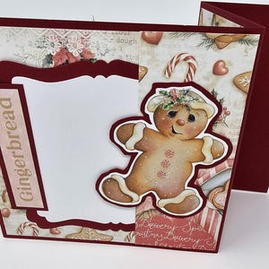 Gingerbread Christmas Z Fold Pop up Handmade Card #shabbyartboutique - Etsy