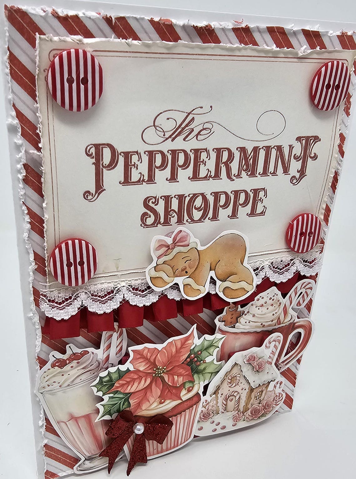 Peppermint Shoppe Layered Christmas Handmade Card shabbyartboutique - Etsy