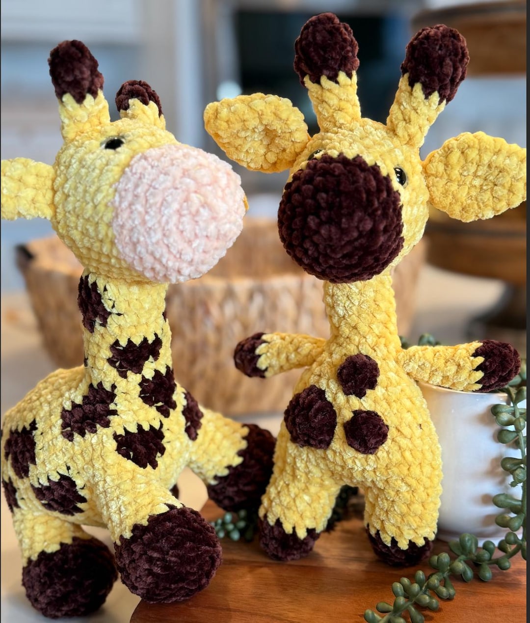 Crochet Giraffe Plushie | Chenille Stuffed Animal, Safari Toy - Etsy