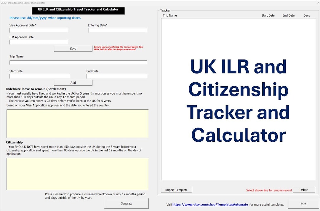 UK ILR and Citizenship Tracker and Calculator - Etsy
