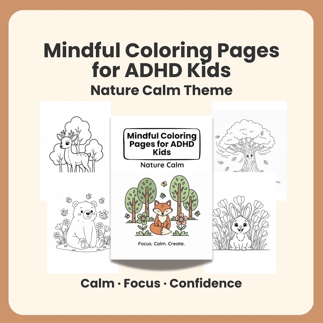 Nature Calm Coloring Pages for ADHD Kids | Forest, Garden (printable ...