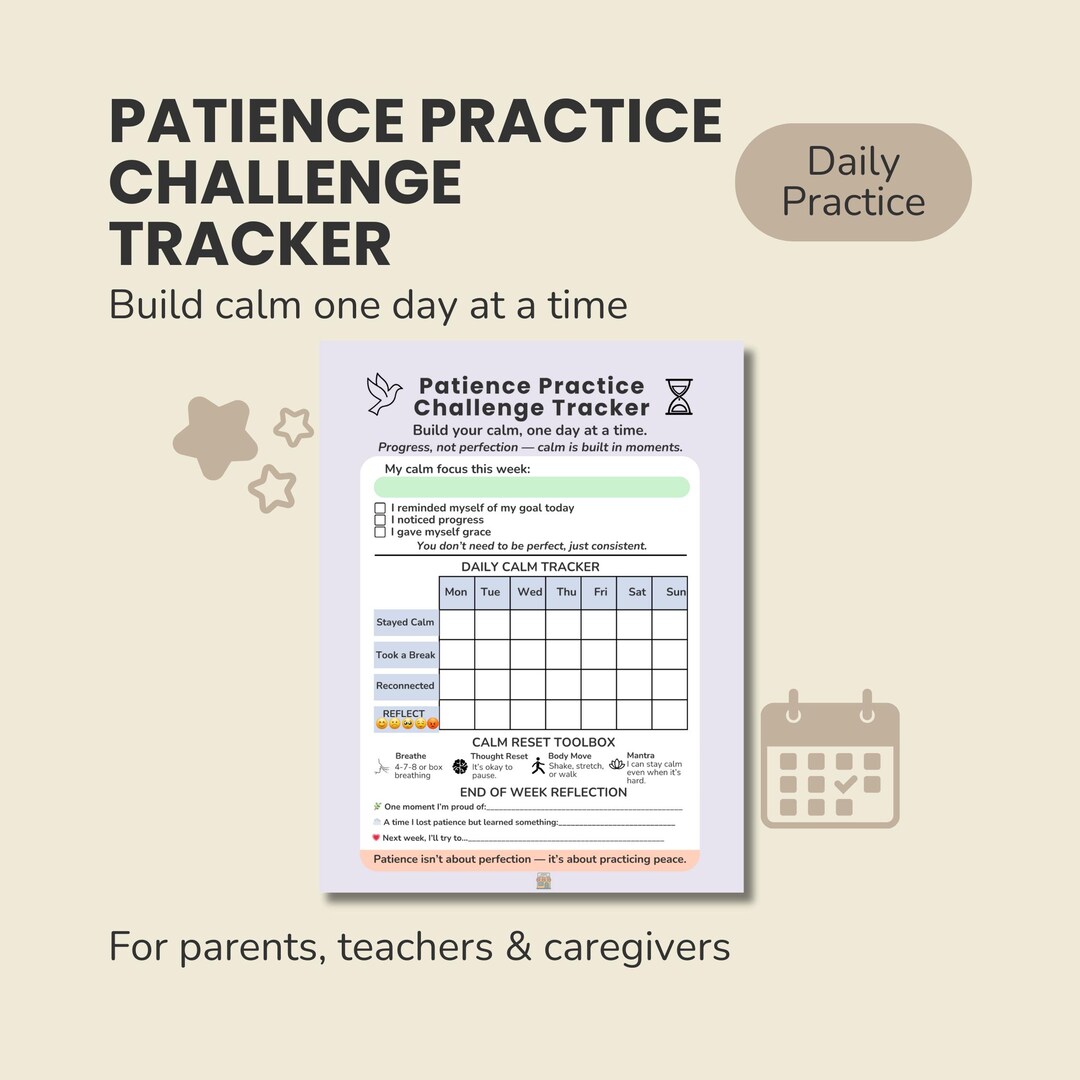 Patience Practice Challenge Tracker | ADHD Parenting Tool | Emotional ...