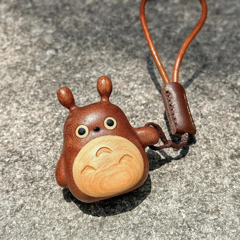 Handmade Wooden Totoro Keychain: Anime Bag Charm - Etsy