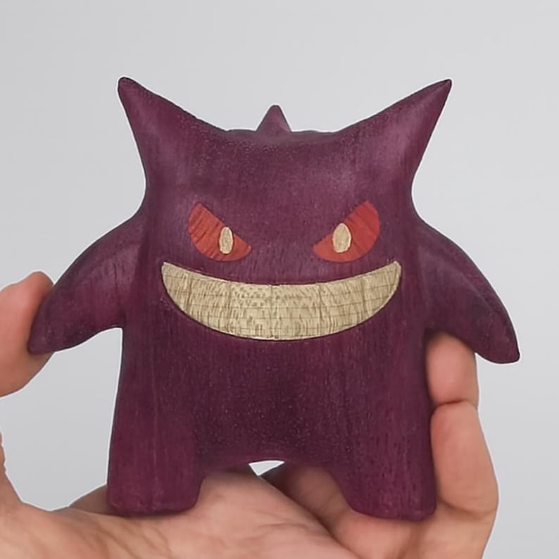 Hand-carved Purpleheart Wood Gengar Figurine • Pokémon Desk Ornament - Etsy