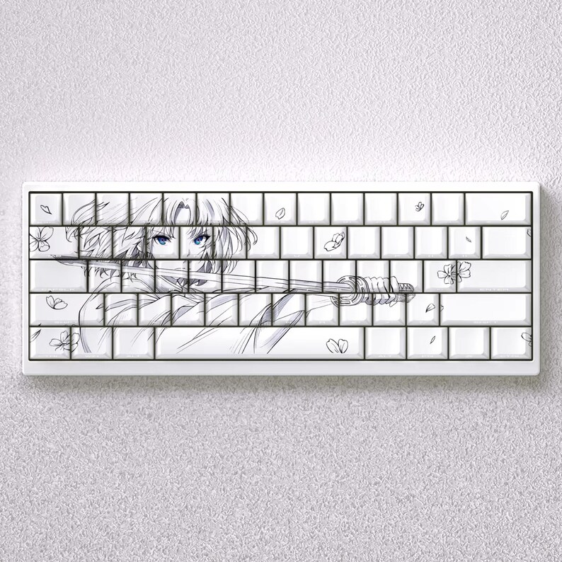 White Anime Keycaps Set | 73/98 Keys PBT Dye-sub Side Print | Cherry ...