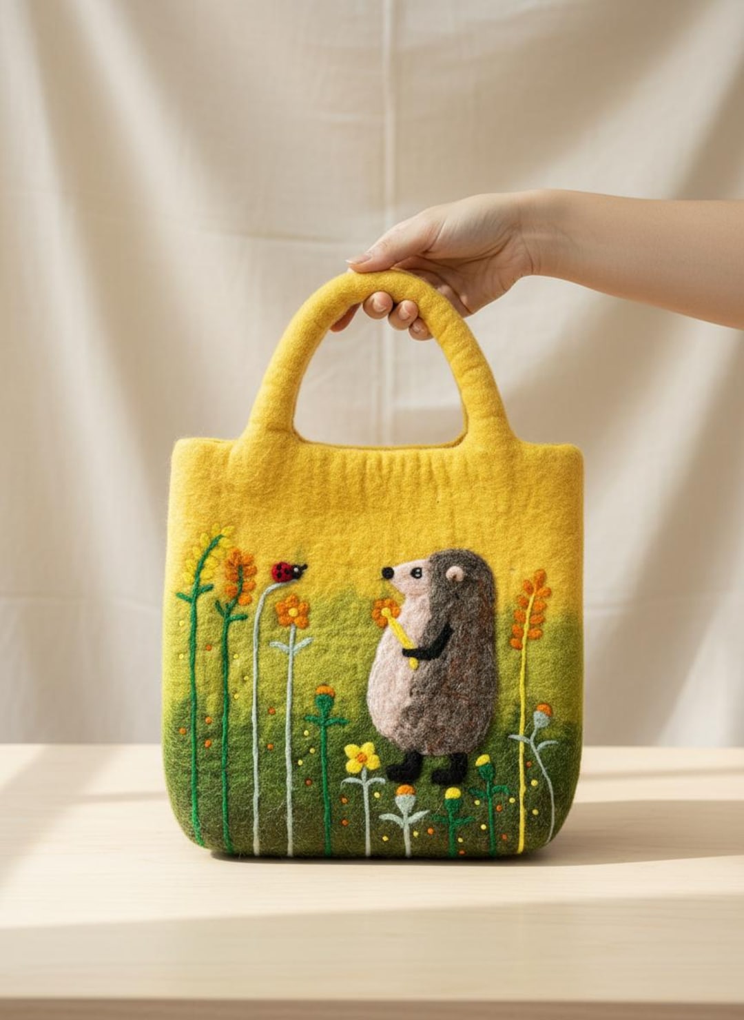 Handmade Felted Hedgehog Tote Bag and Wool Purse - Etsy