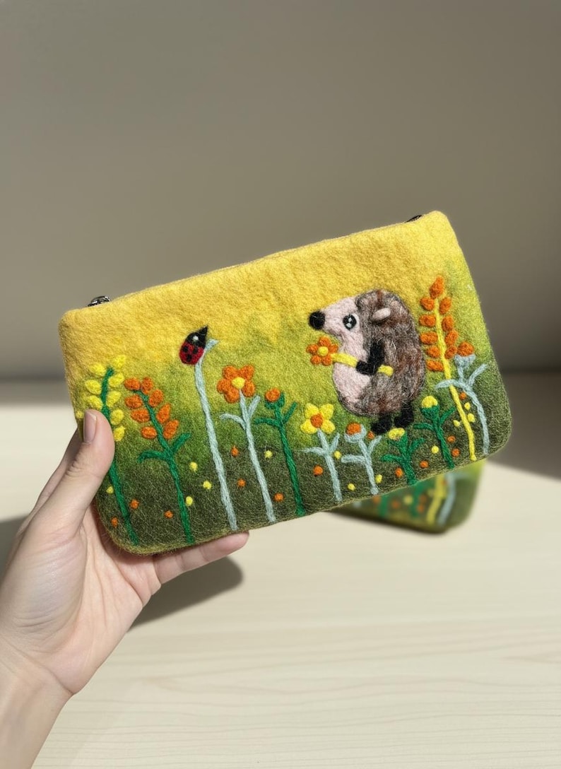 Handmade Felted Hedgehog Tote Bag and Wool Purse - Etsy Australia
