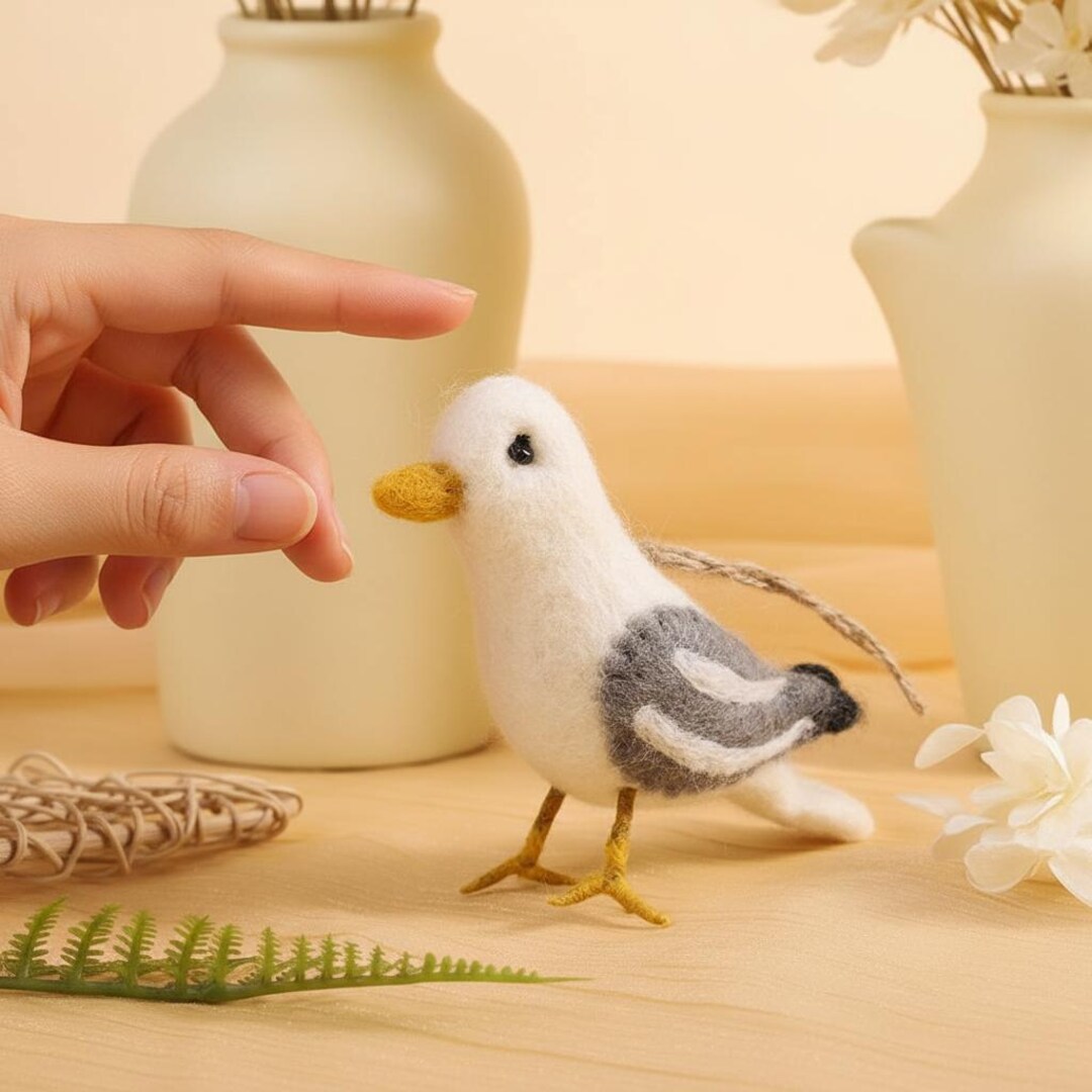 Needle Felted Seagull Ornament | Handmade Bird Decor | Coastal Home ...