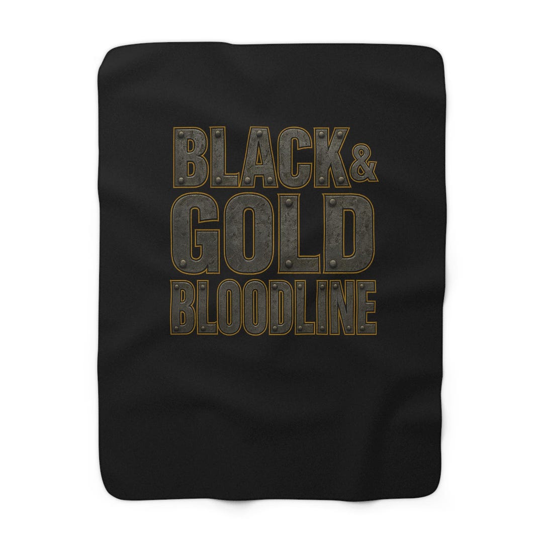 Black and Gold Bloodline Blanket Pittsburgh Sherpa Fleece Throw Steel ...
