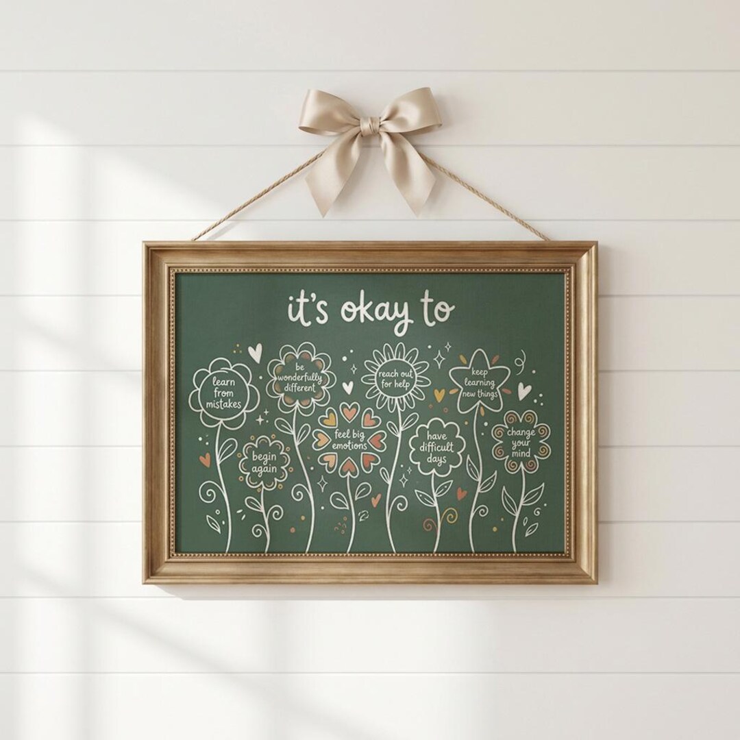 It's Okay to Motivational Poster, Kids Affirmation Print, Chalkboard ...
