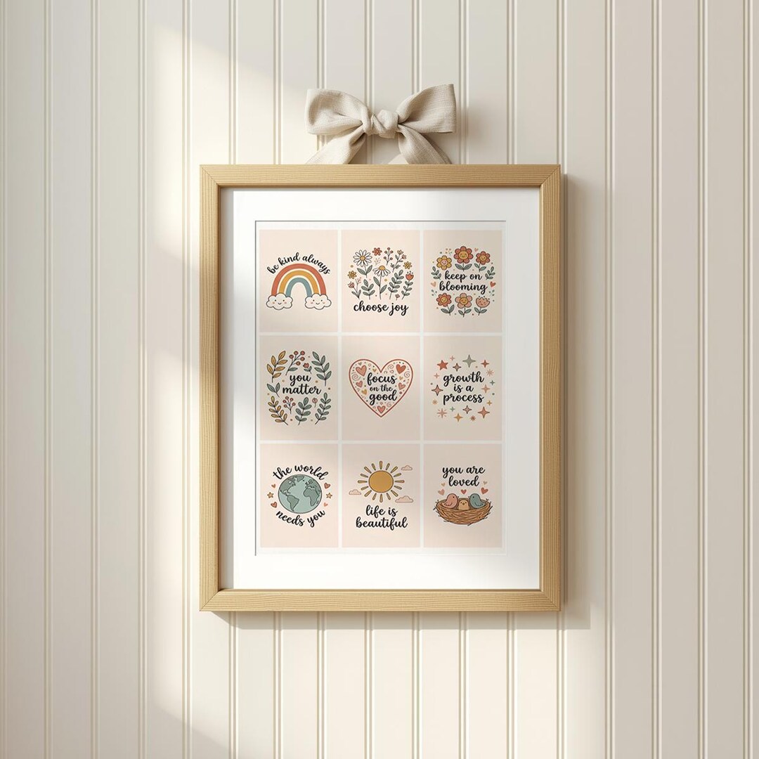 Kids Affirmation Poster Set, Floral Motivational Prints, Classroom ...