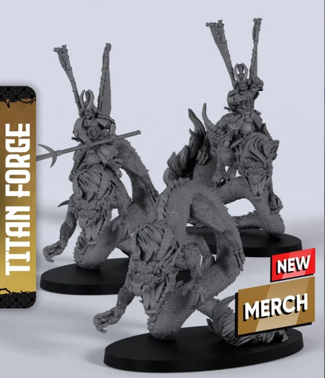 Dragon Cavalry Squad | 3-piece Samurai Dragon Unit | 28mm & 32mm Scale ...