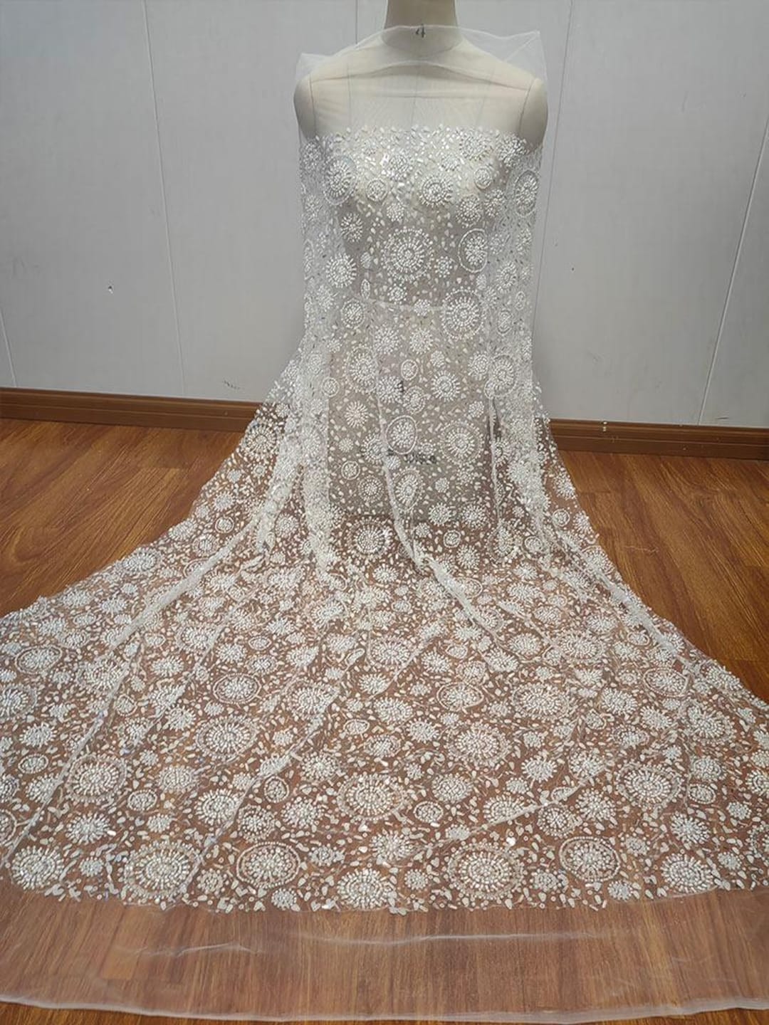 Heavy Sequin Bead Lace Fabric,bridal Gown Tulle Lace Fabric, Custom ...