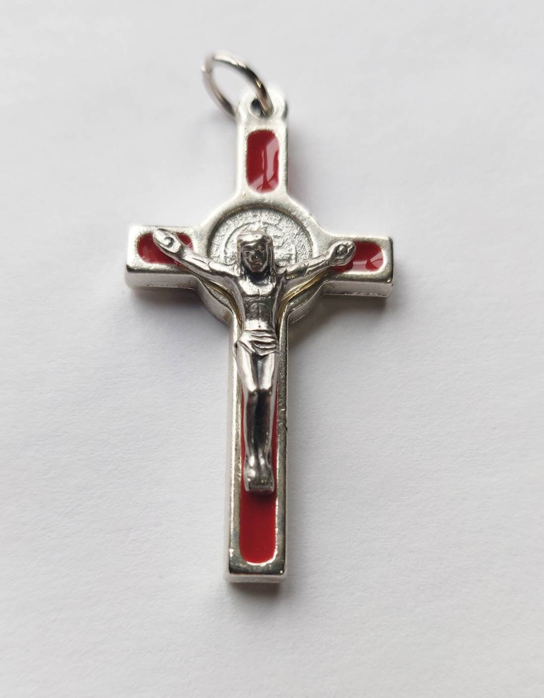 Red Enamel St. Benedict Crucifix Rosary Crucifix Rosary | Etsy