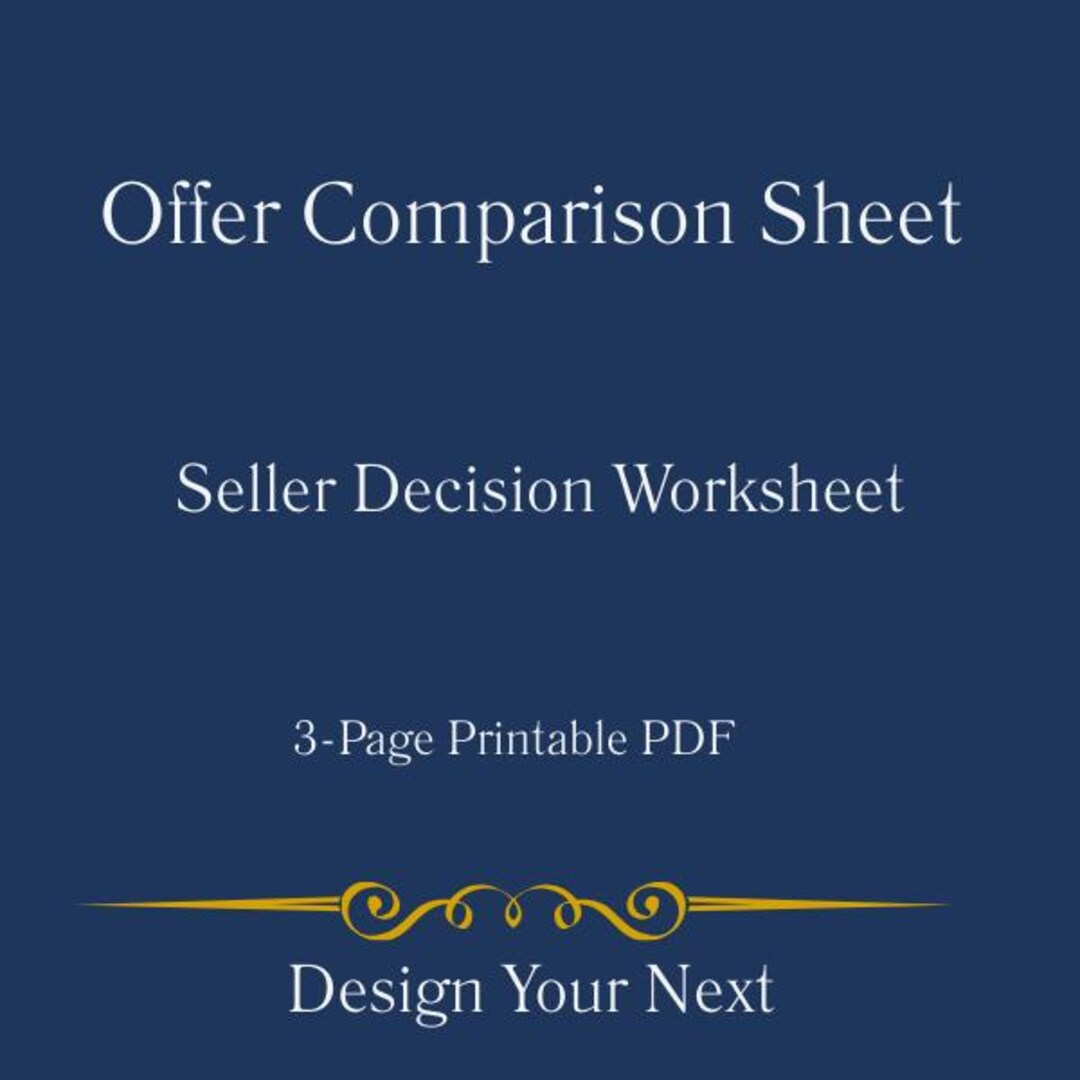 Offer Comparison Worksheet for Home Sellers | Compare Multiple Offers ...
