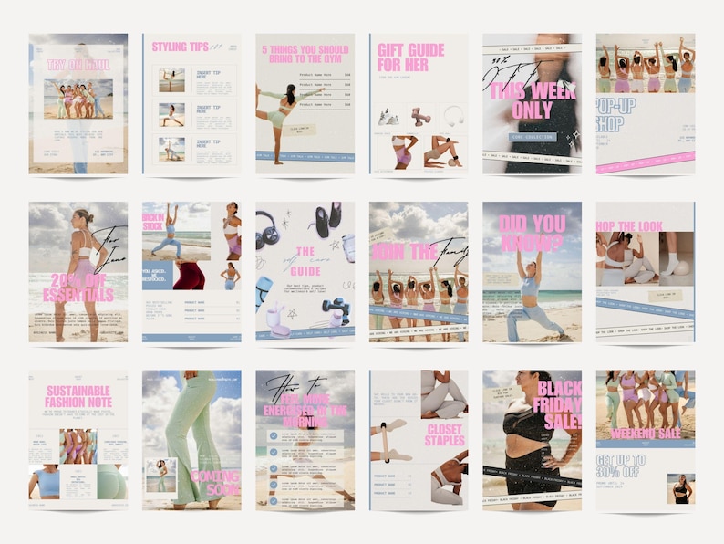 Activewear Instagram Post Canva Template | Fitness Brand Social Media ...