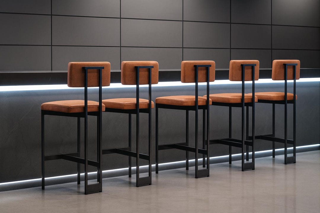 Counter Bar Stool,metal,high-tech ,velvet,leather,boucle,black,brass ...